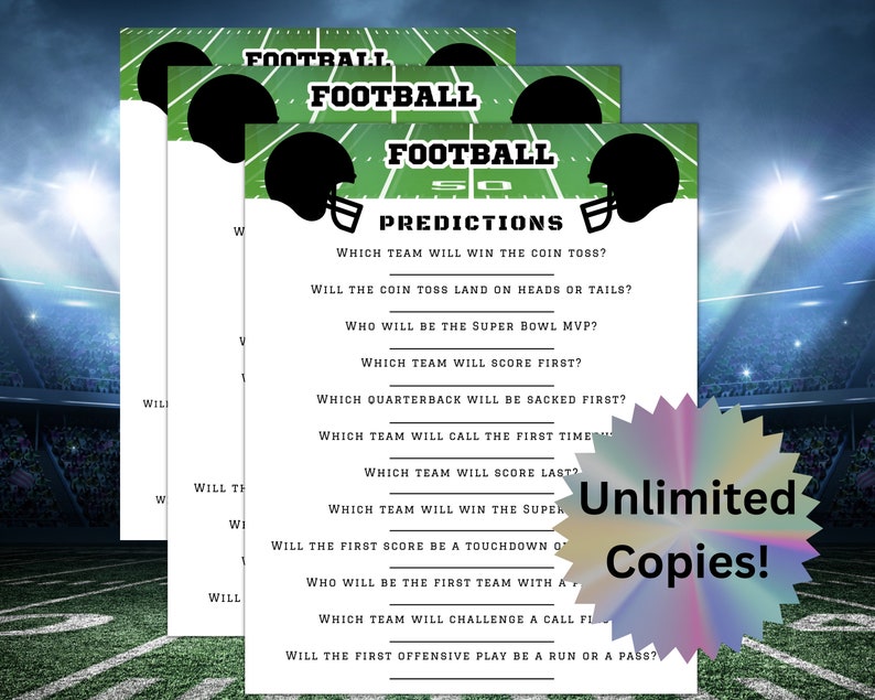 Printable Football Predictions for Game Day, Football Activity ...