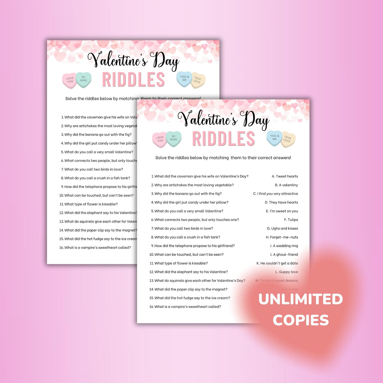 Riddles for Valentine's Day Instant Download, Printable Valentine ...
