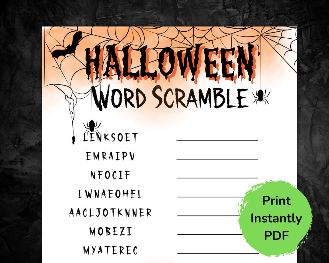 Halloween Word Scramble Game, Halloween Family Activity, Party Activity ...