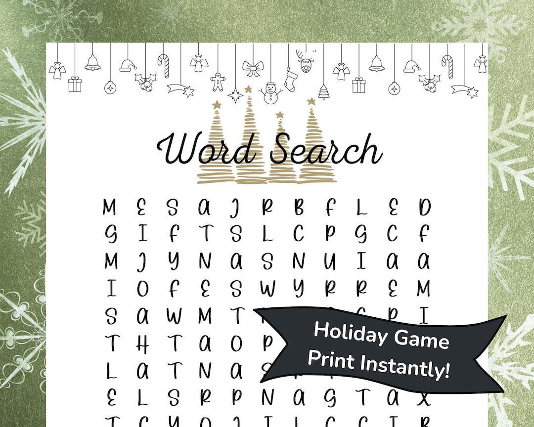 Christmas Holiday Word Search for Kids and Adults, Christmas Party ...