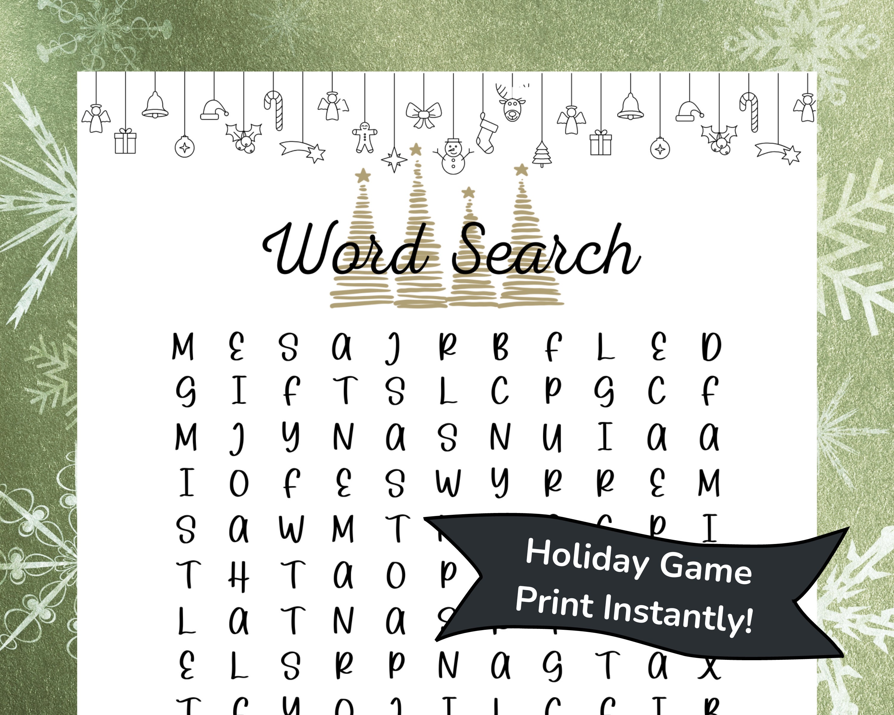 Christmas Holiday Word Search for Kids and Adults, Christmas Party ...