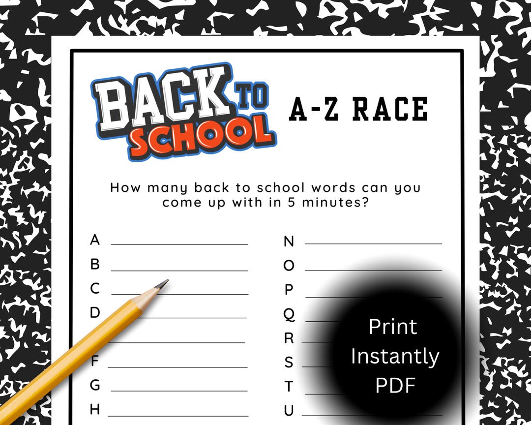 First Day of School A-Z Race, Alphabet Game for Kids, Back to School ...
