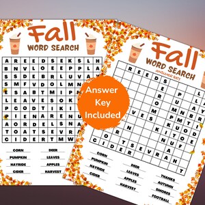 Autumn Word Search | Fall Word Search | Printable Fall Game | Fall ...