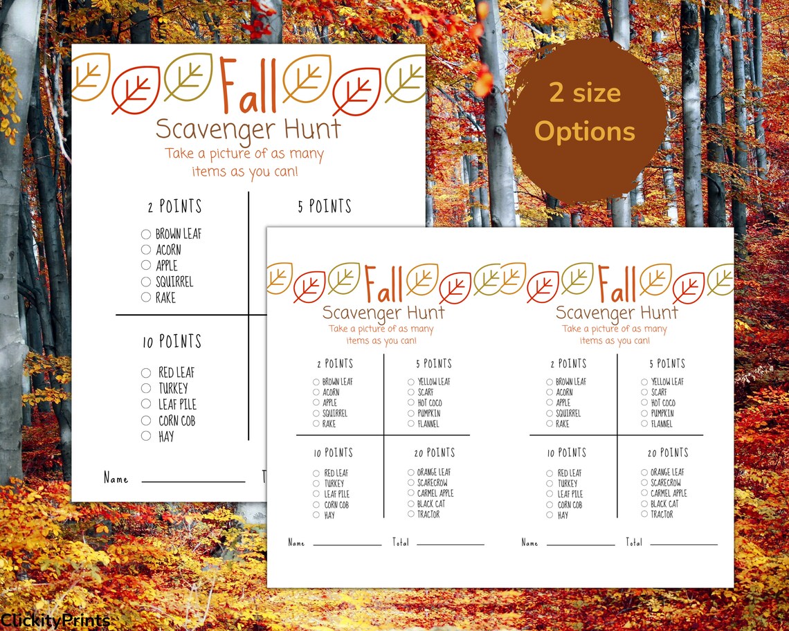 Fall Scavenger Hunt Classroom Game for Kids and Adults, Fall Family ...