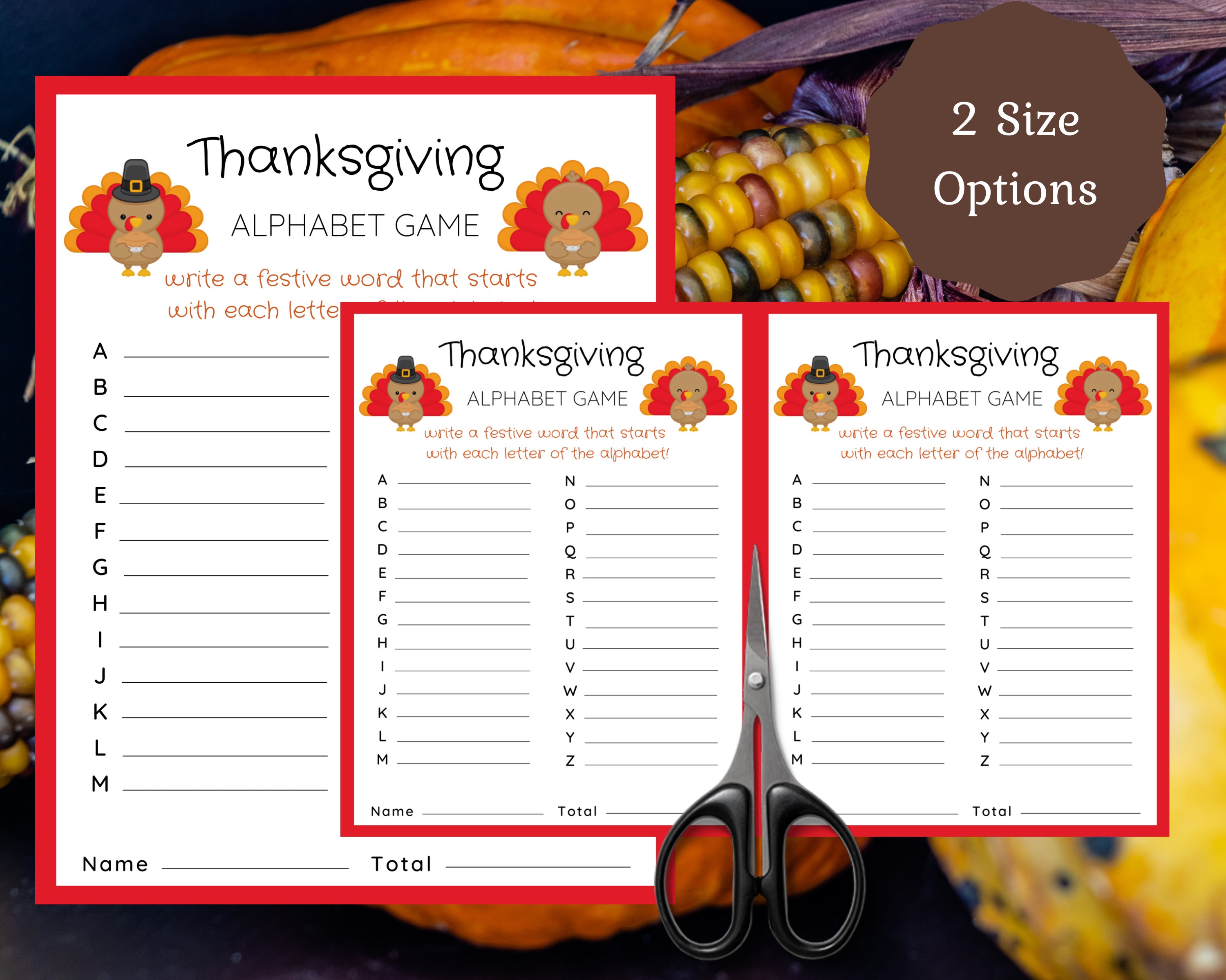 Thanksgiving Alphabet Game, A-Z Race Game, Family Thanksgiving Activity ...