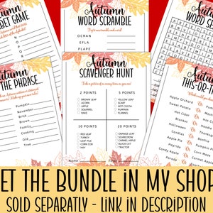 Autumn This or That Game, Fall This or That Game, Fall Family Activity ...