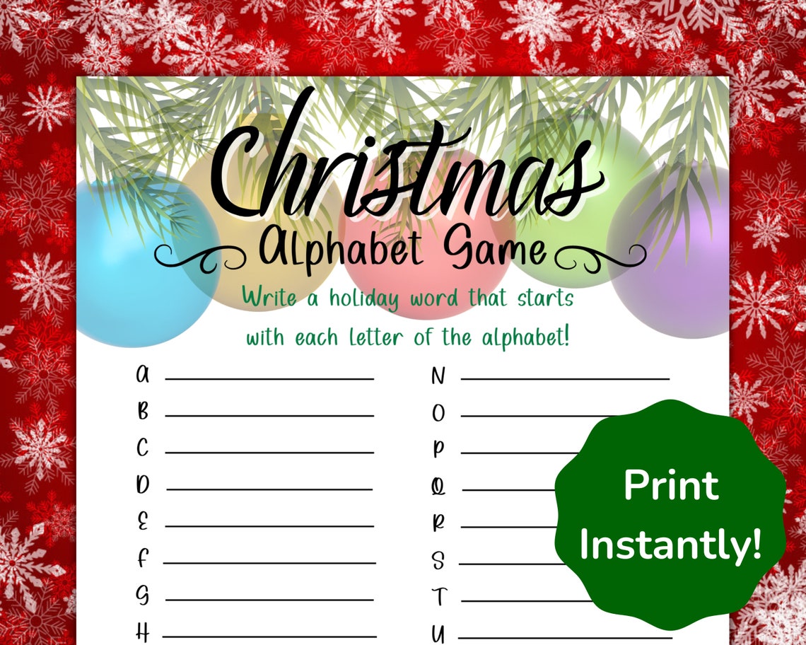 Christmas Alphabet Game, Christmas Games for Kids & Adults, Holiday ...