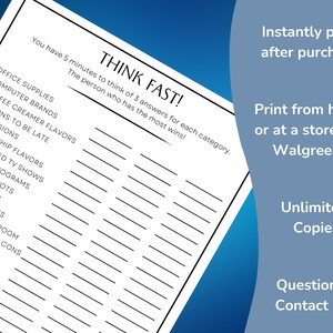 Think Fast Office Party Game, Team Building Game for Employees, Office ...