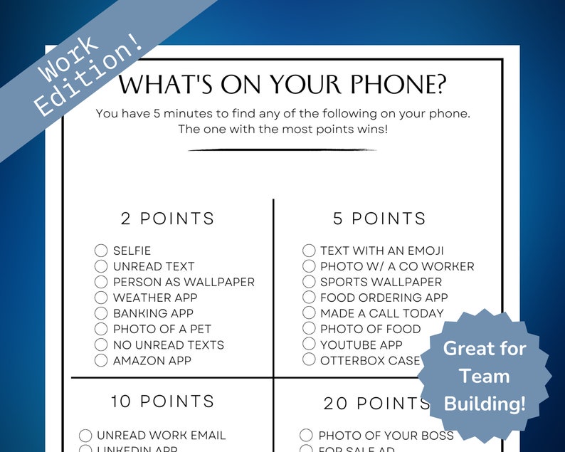 Office Party Game, What's on Your Phone?, Team Building Game, Work Game ...