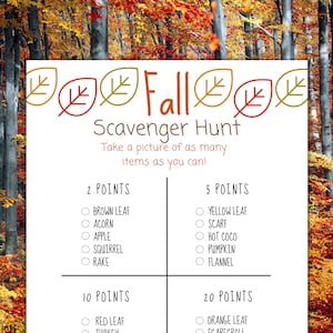 Fall Scavenger Hunt Classroom Game for Kids and Adults, Fall Family ...