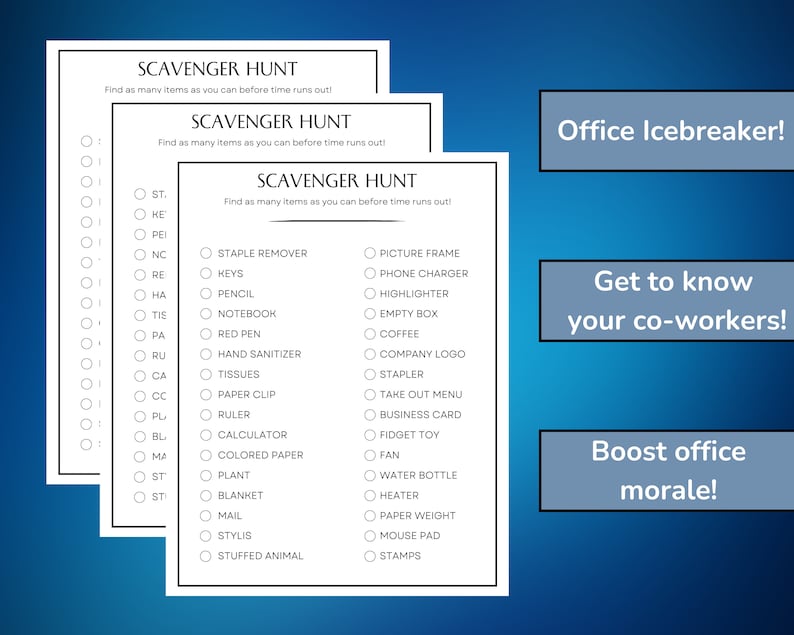 Office Party Game, Work Party Games, Team Building Game, Work Scavenger ...