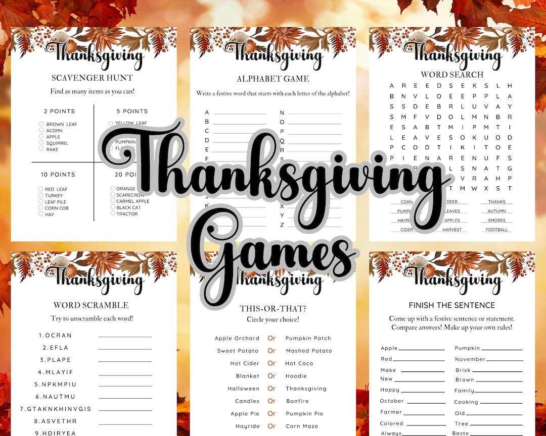Thanksgiving Dinner Party Games, Printable Activities for Kids and ...