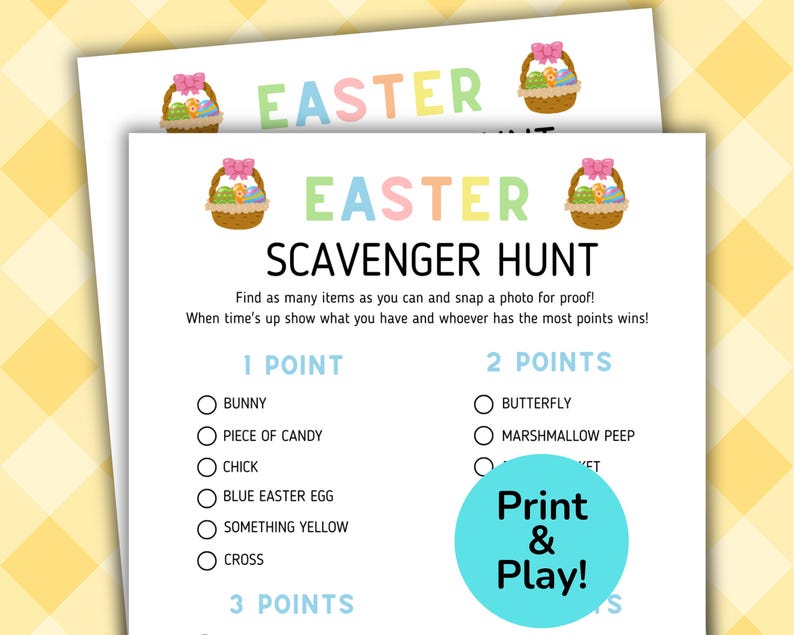 Easter Scavenger Hunt Printable Activity for Kids and Adults, Easter ...