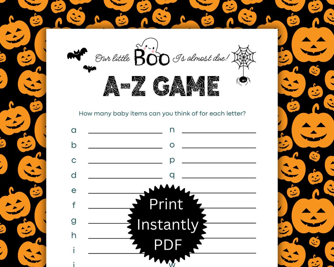 Little Boo Printable Baby Shower Game, Baby Ghost A-Z Race, Baby Boo ...