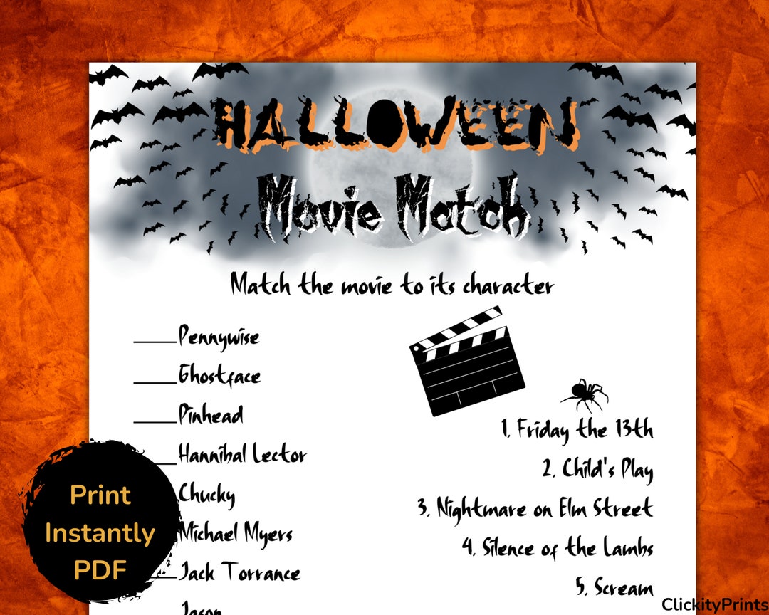 Halloween Movie Match Game, Halloween Scary Movie Trivia, Villain Match ...
