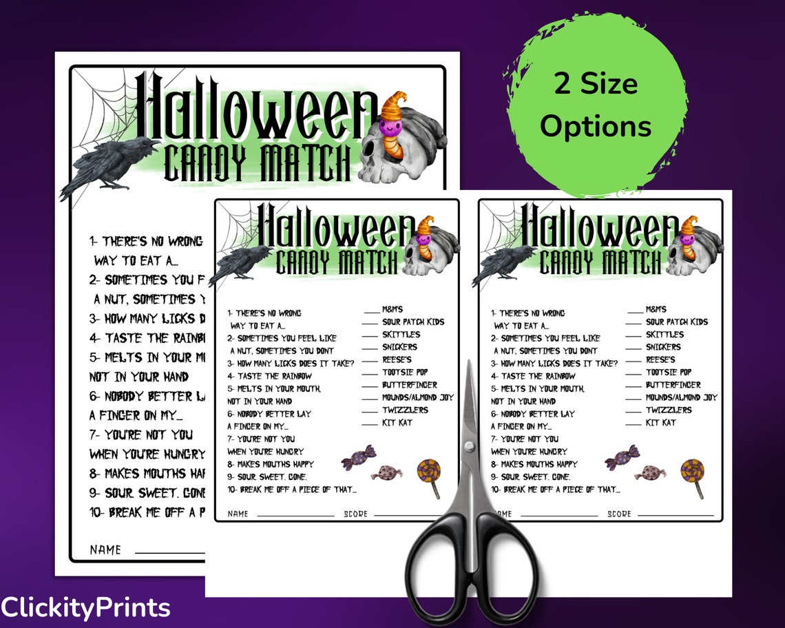 Halloween Candy Match-printable Halloween Game-candy Game-halloween ...