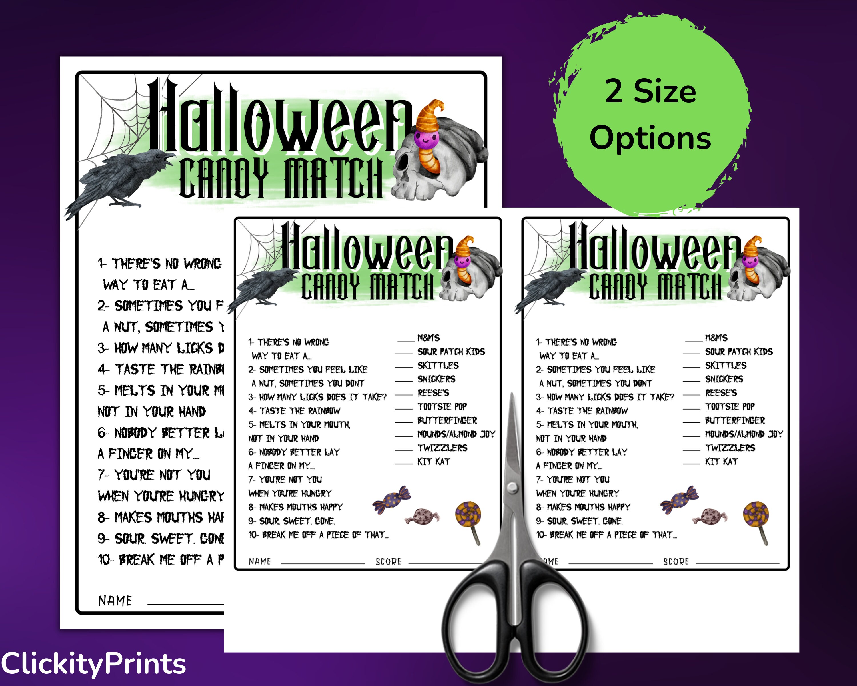 Halloween Candy Match-printable Halloween Game-candy Game-halloween ...