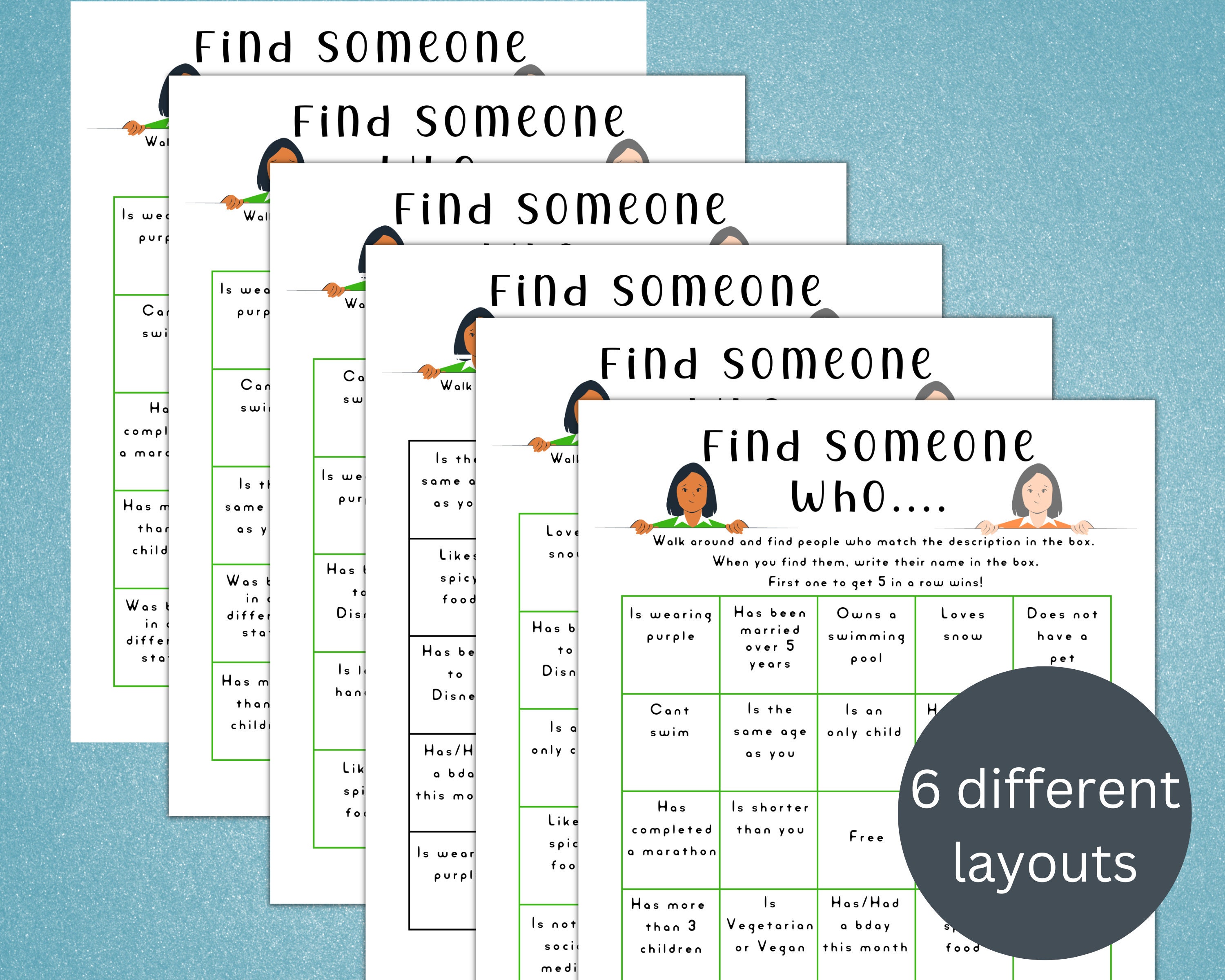Find Someone Who Game for Women, Party Starter Game, Icebreaker Game ...