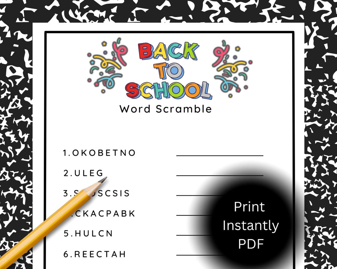 First Day of School Word Scramble, Back to School Activity, Classroom ...