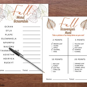 Fall Autumn Game Bundle, Back to School, Autumn Games, Family Fall ...