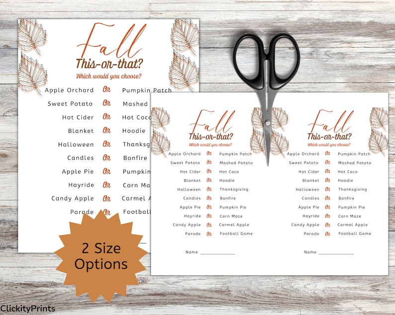 Fall This or That Game-autumn This or That Game-fall Family Activity ...