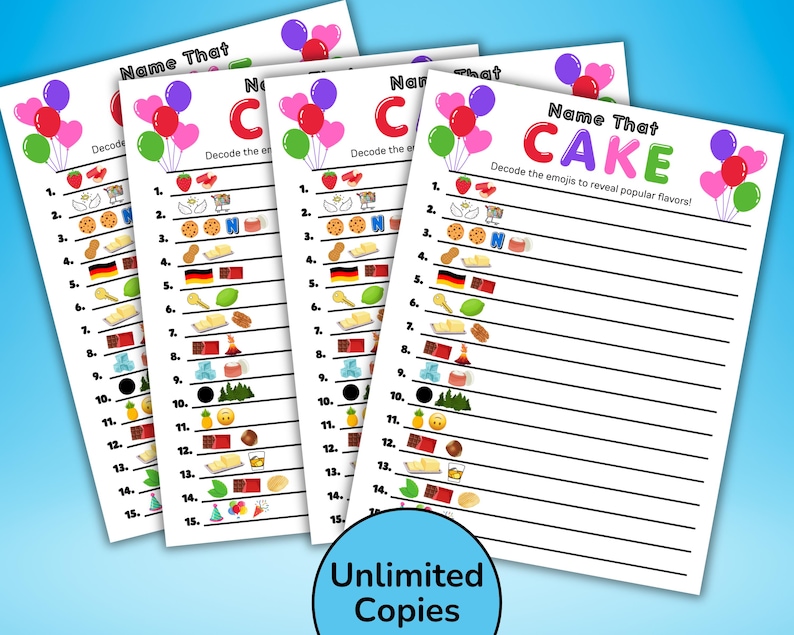 Guess the Cake Emoji Game, Printable Dessert Guessing Game, Party Game ...