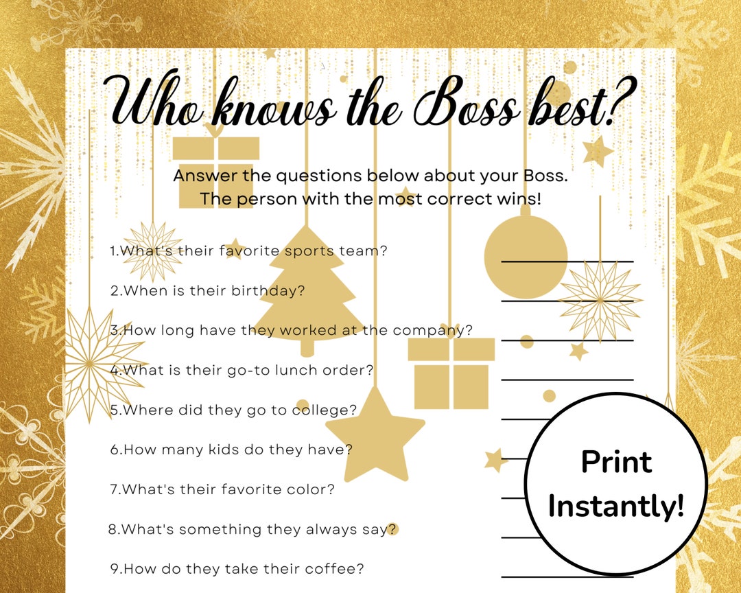 Christmas Holiday Who Knows the Boss Best, Christmas Office Party Games ...
