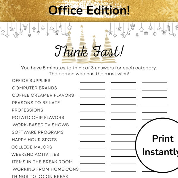 Think Fast Work Edition - Etsy