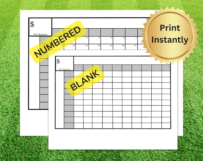 Reusable 100 Super Bowl Squares Box Block Pool Poster 22 X 34 - Must ...