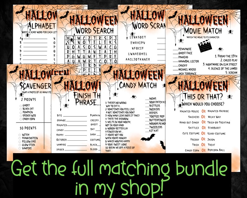 Halloween Candy Match-printable Halloween Game-candy Game-halloween ...