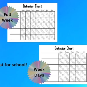 Printable Behavior Chart for Kids, School Behavior Chart, Home Behavior ...