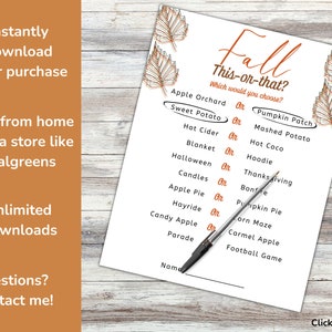 Fall This or That Game-autumn This or That Game-fall Family Activity ...