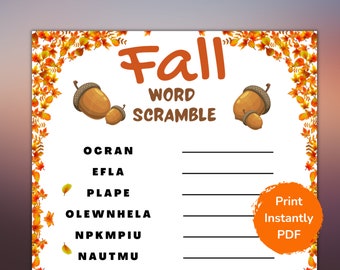 Fall Word Scramble Game | Autumn Fun Printable Game | Fall Kids ...