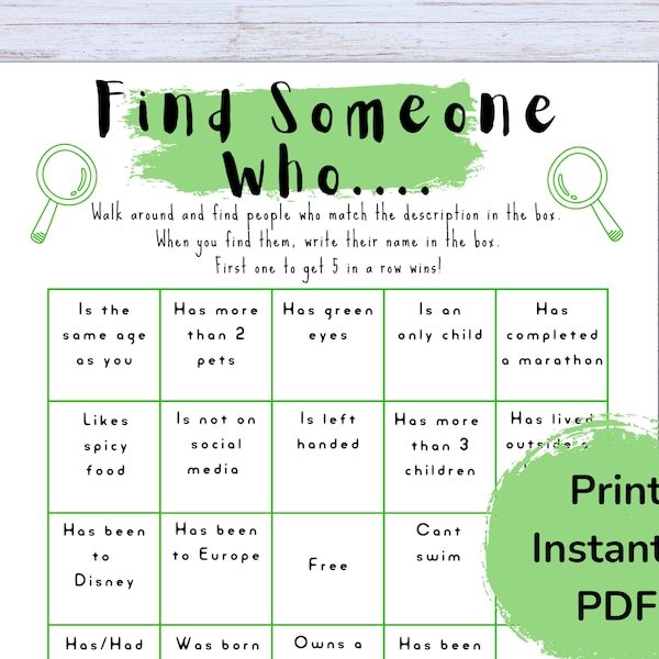 Find Someone Who Game - Etsy