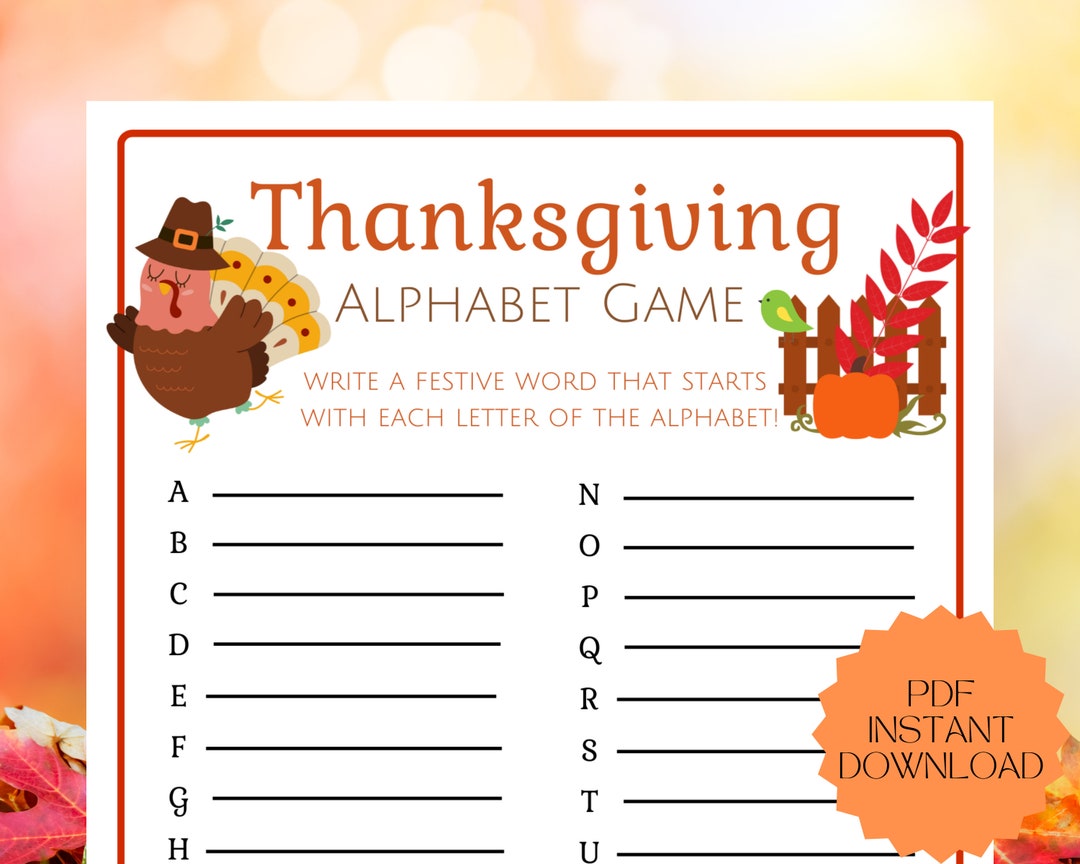 Thanksgiving Alphabet Game, Turkey Day Game, Thanksgiving Games Bundle ...