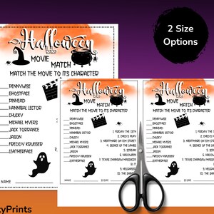 Halloween Movie Match Game, Instant Download Halloween Game, Printable ...