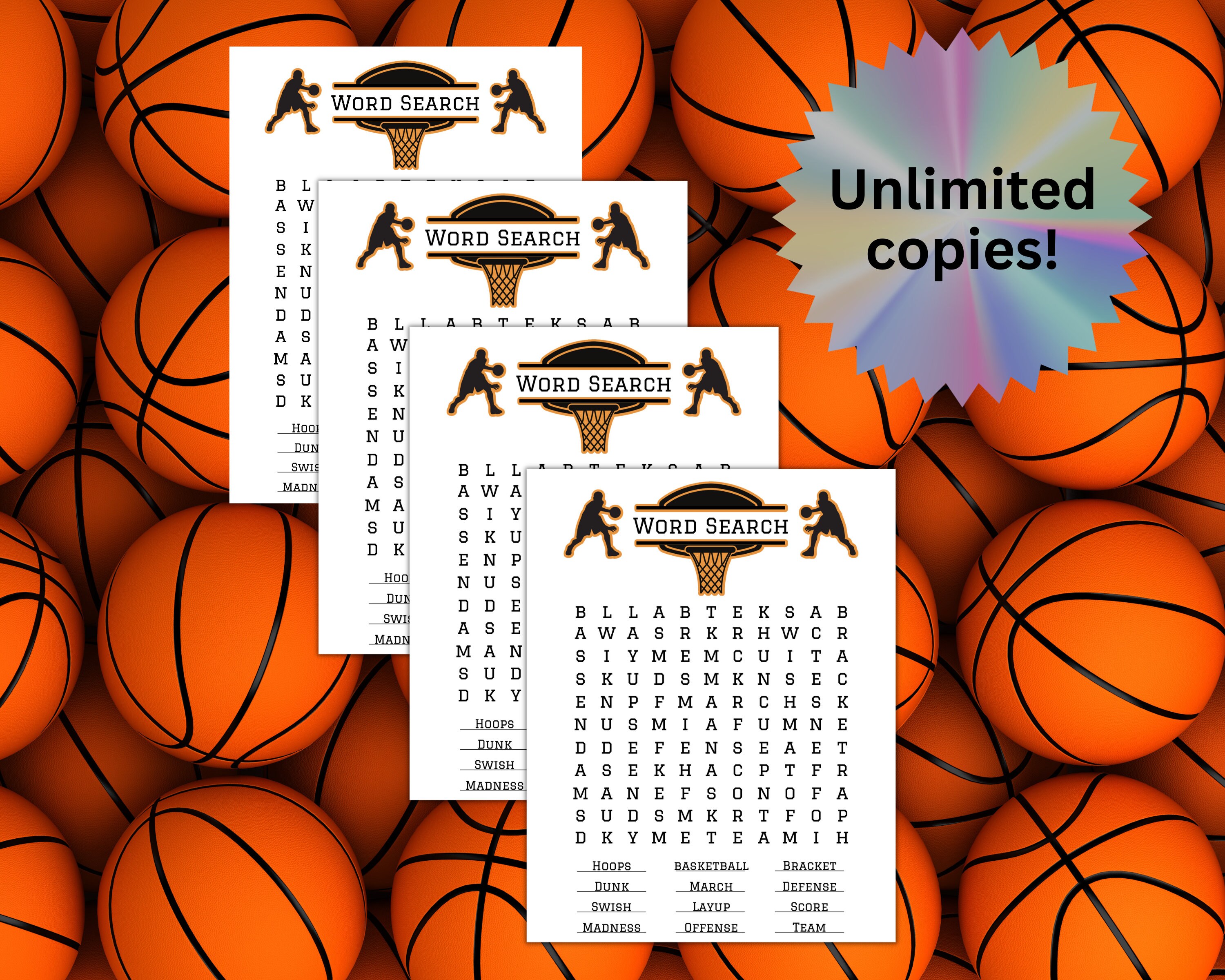 Printable March Basketball Madness Word Search & Answer Key, Party ...