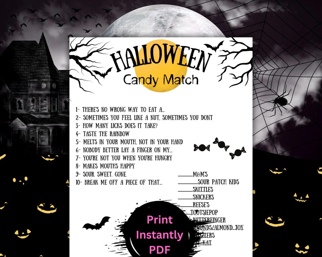 Printable Halloween Candy Match Game, Halloween Party Game PDF ...