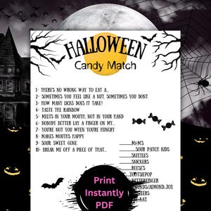 Printable Halloween Candy Match Game, Halloween Party Game PDF ...