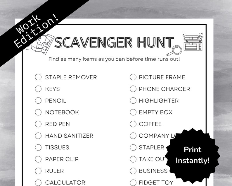 Office Work Party Scavenger Hunt, Team Building Activity for Employees ...