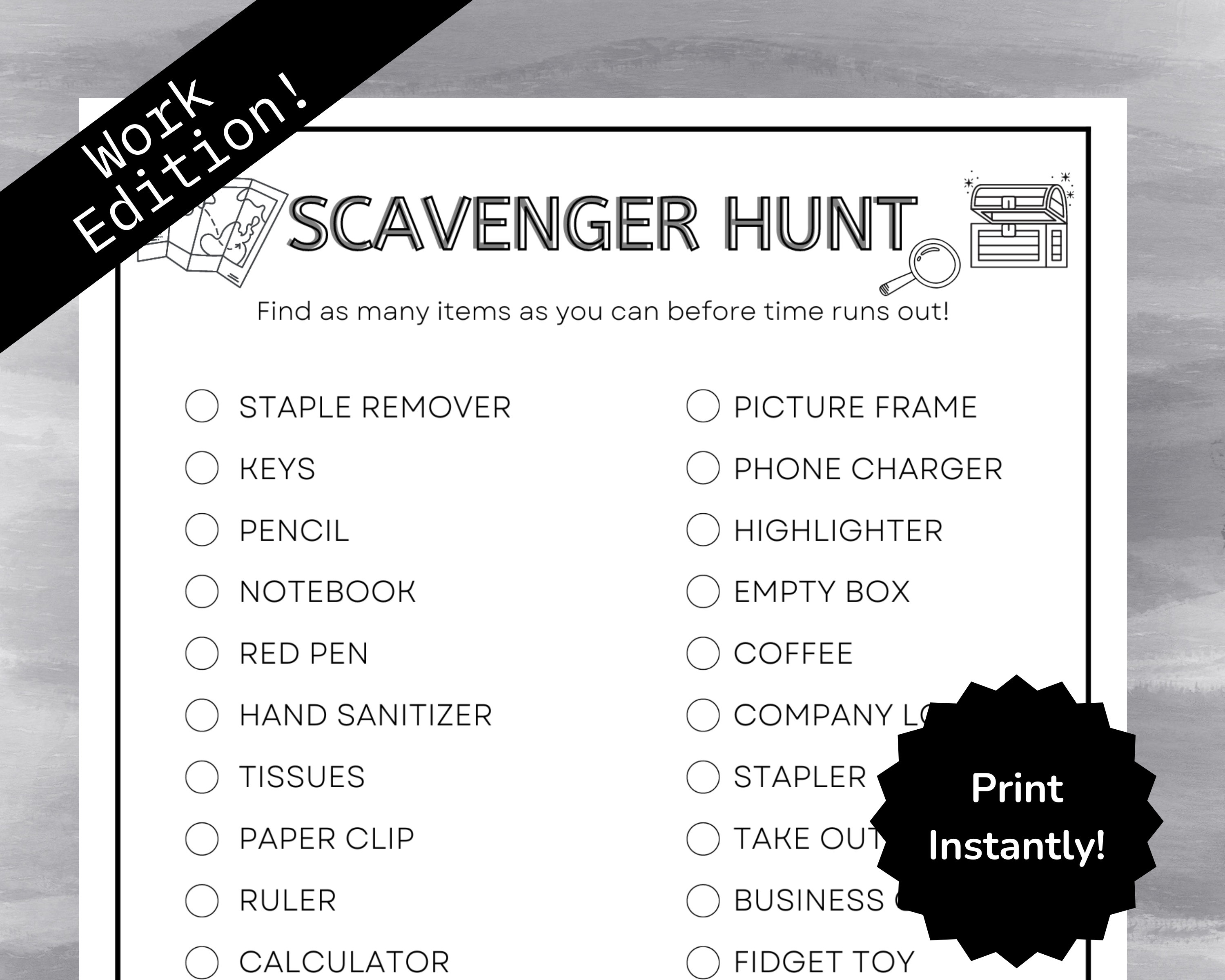 Office Work Party Scavenger Hunt Team Building Activity For Employees