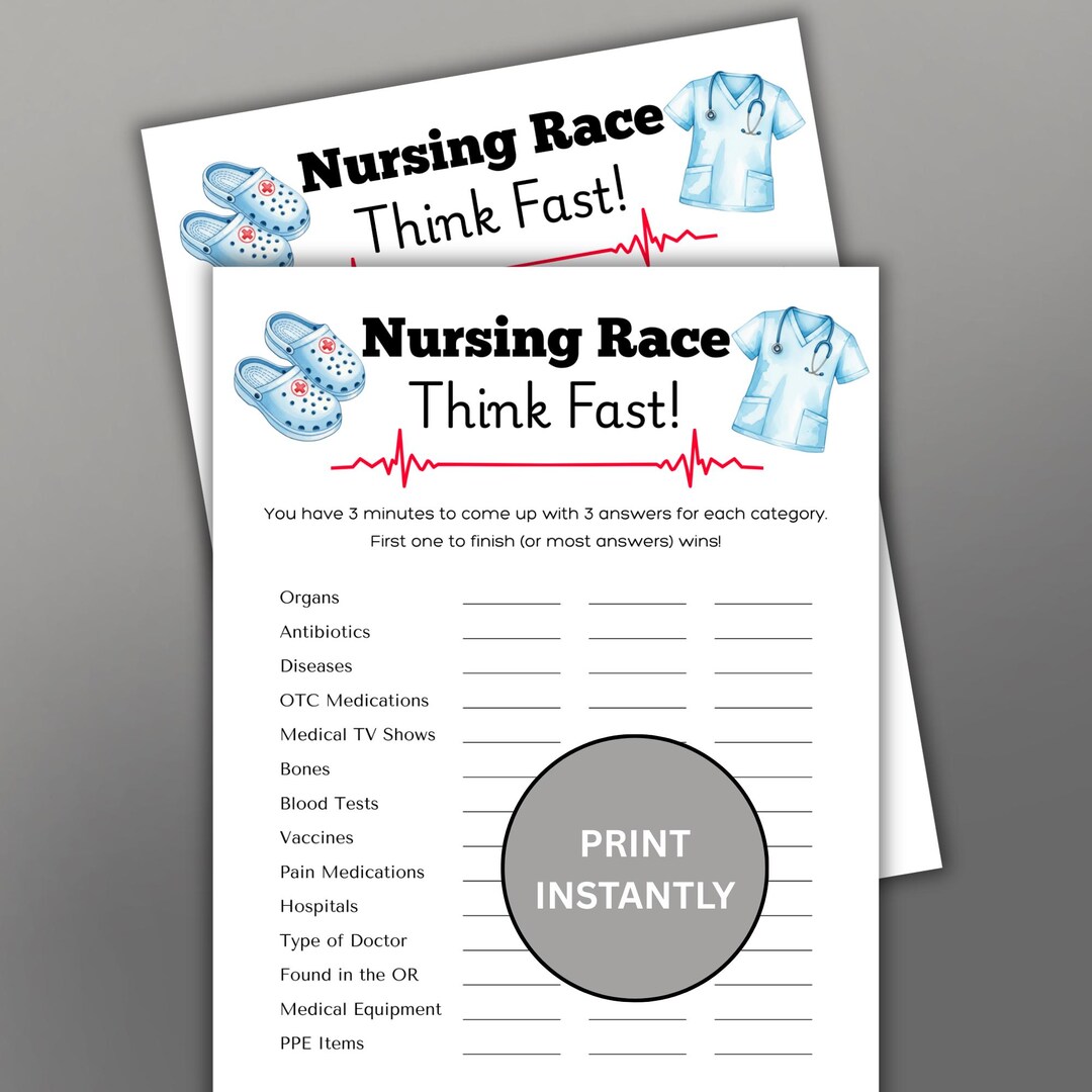 Nurses Week Think Fast Game Instant Download, Printable Nursing ...