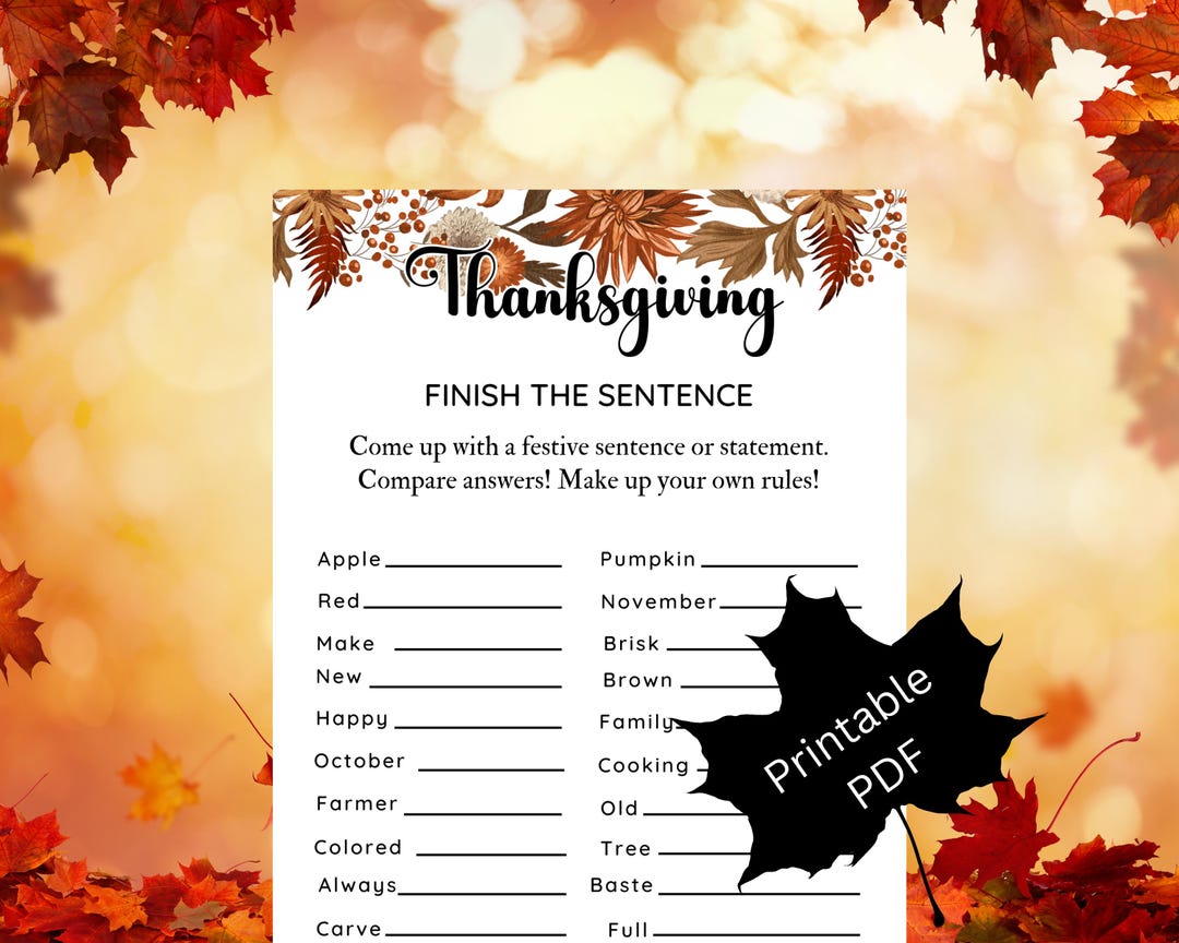 Thanksgiving Dinner Party Games for Kids and Adults, Printable ...