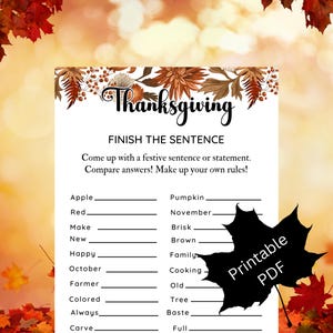 Thanksgiving Dinner Party Games for Kids and Adults, Printable ...