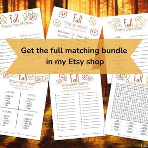Fall Finish the Phrase Game, Printable or Virtual Game for Adults or ...