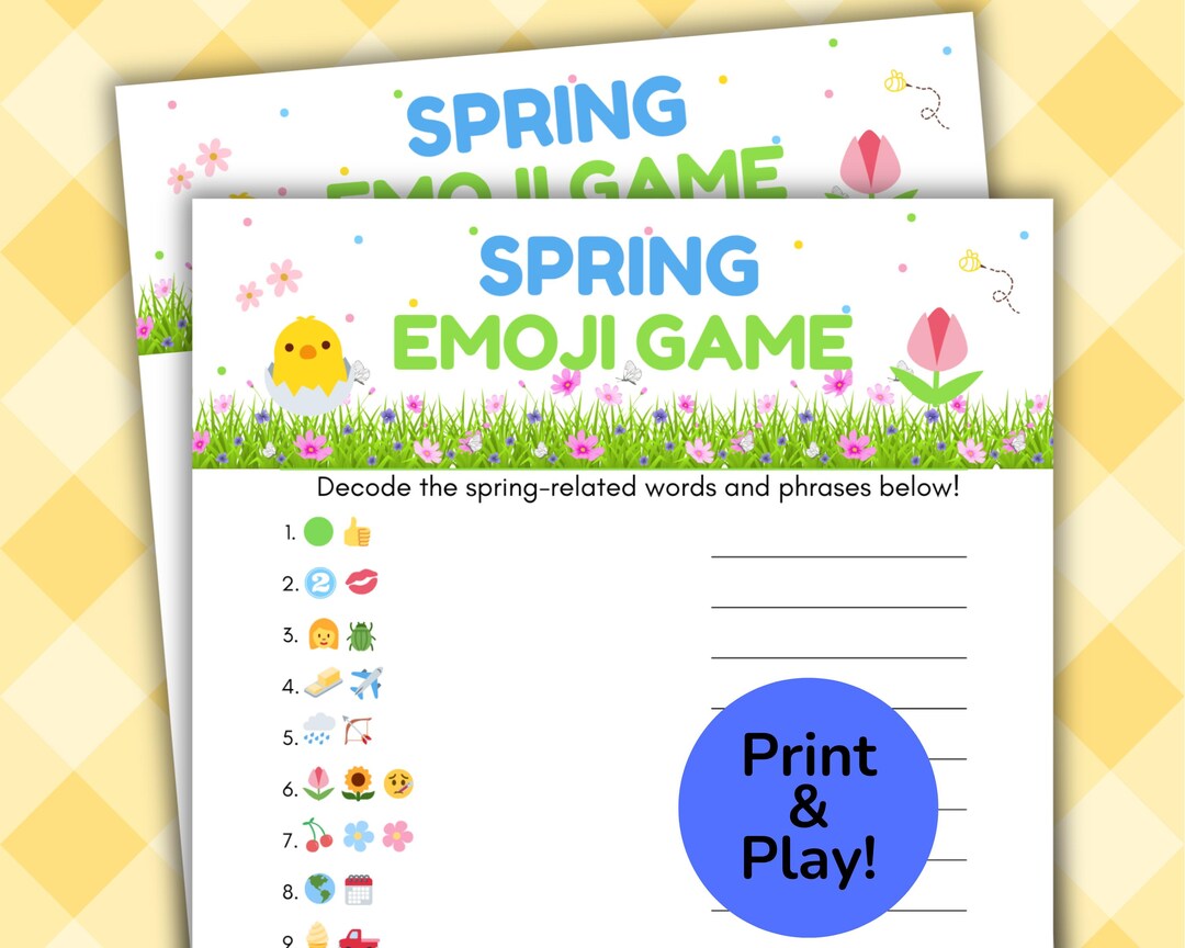 Spring Emoji Game for Kids, Printable Spring Activity, Fun Spring ...