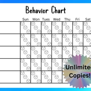 Printable Behavior Chart for Kids, School Behavior Chart, Home Behavior ...