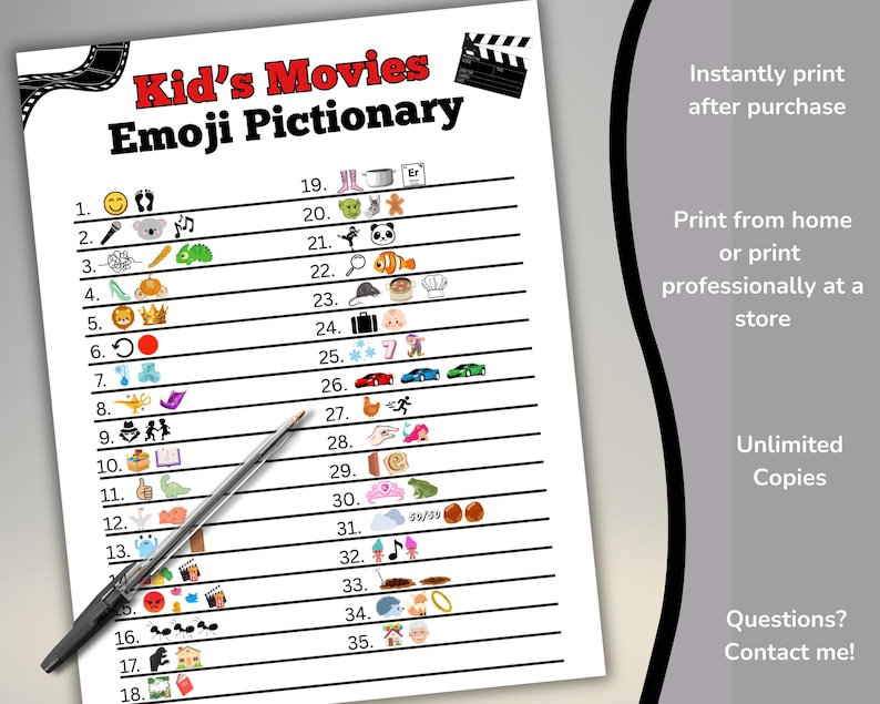 Kid's Movie Emoji Game, Children's Movies Emoji Pictionary, Guess the ...