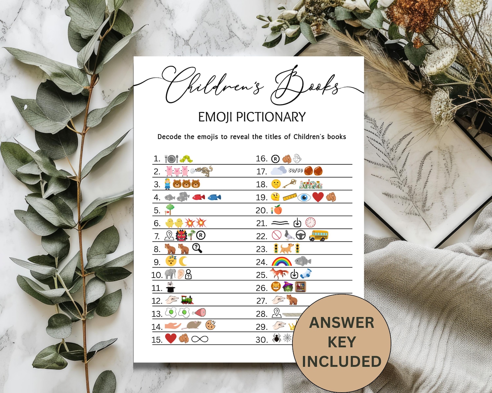 Children's Books Emoji Game, Printable Baby Shower Children's Book ...