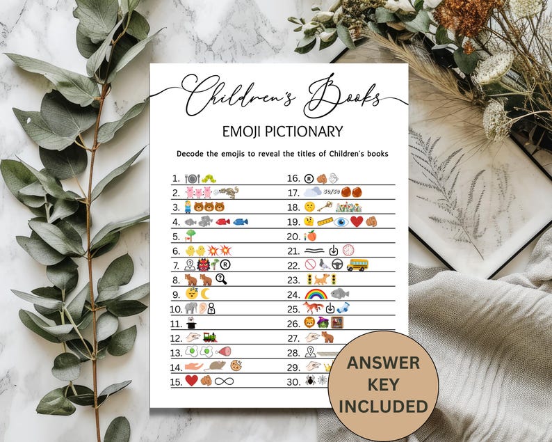 Children's Books Emoji Game, Printable Baby Shower Children's Book ...